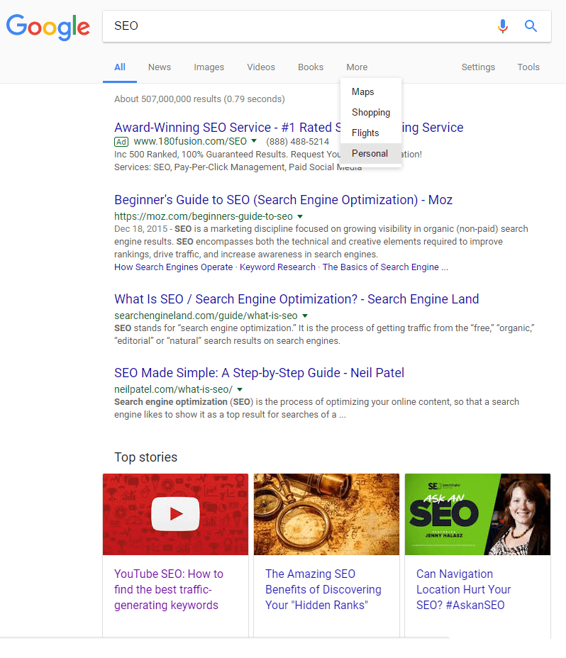 Google Adds ‘Personal’ Search Filter, Then Drops It | Thrive Business ...