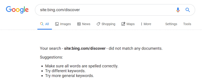Why Did Google Drop Bing Discover Pages From Its Index | Thrive ...